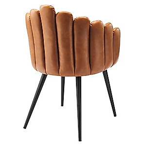 Modway Vanguard Vegan Leather Channel Tufted Dining Chair in Black Tan