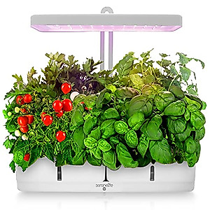 SereneLife Hydroponic Herb Garden 8 Pods, Indoor Growing System, Smart Indoor Plant System w/Height Adjustable LED Grow Light (White)