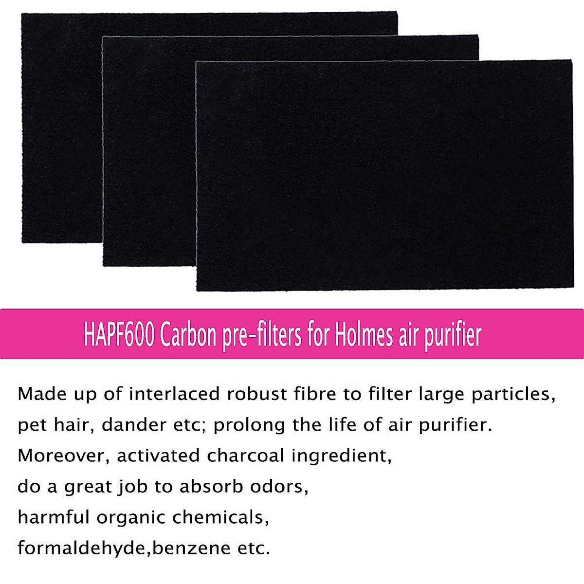 HAPF600 Filter for Holmes Air Purifier Filter B replace HAP726-U HAP1625 HAPF600D-U2 fits GE 106633 106643 106653 Models, Replacement Holmes HEPA Air Filter by TOPEMAI