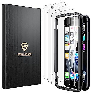 ImpactStrong Shatterproof Tempered Glass Screen Protector for iPhone 8/7 / 6s / 6 [Easy Installation Frame] [Bubble Free] [9H Hardness] [Full Coverage] Case Friendly, 4.7 Inch - (3-Pack)
