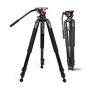 miliboo Heavy Duty Video Tripod,Aluminum Tripod for Camera, Professional Shooting Tripod with Fluid Head,MaxLoad 22lbs (MTT701A)