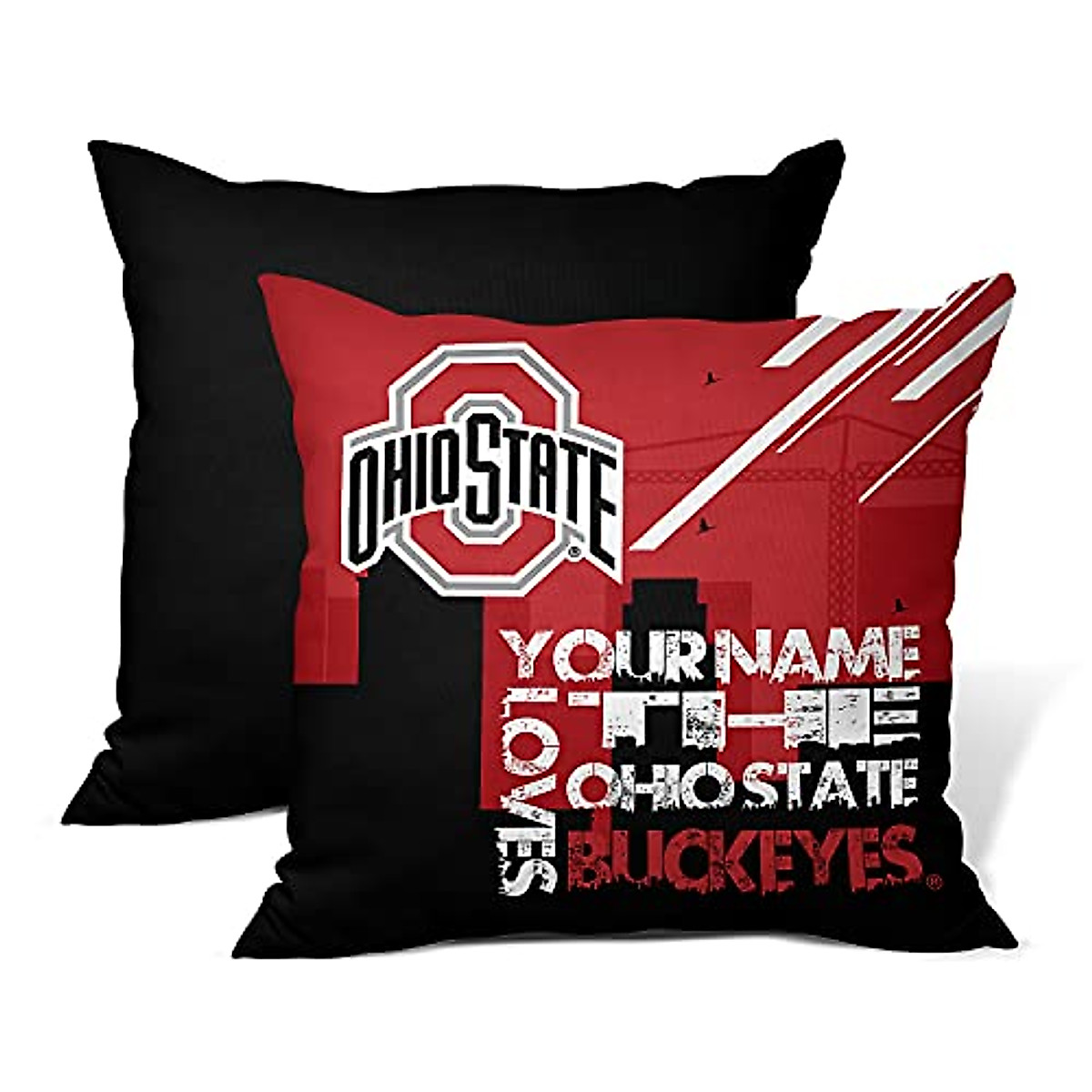 The Ohio State Buckeyes Skyline Throw Pillow | Personalized | Custom