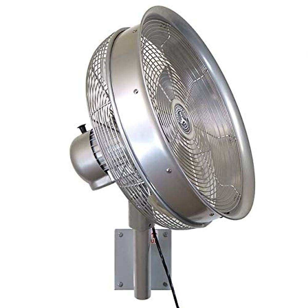 Hydromist Oscillating Wall Mounted Outdoor-Rated Fan, 3-Speed Cord Control, Hard Resin Fan Blade with Mounting Bracket and Black Cover, 18”, Metallic Silver