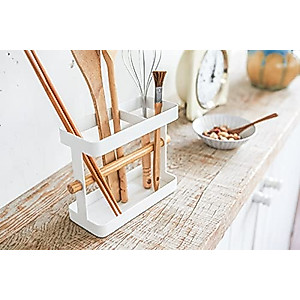 Yamazaki Home Wide Tool Stand-Kitchen Utensil Holder, Cooking Storage Organizer, One Size, White