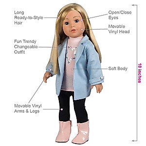 Adora Amazon Exclusive Fun Collection Amazing Girls 18” Baby Doll with Trendy and Changeable Outfit that Fits Most 18” Dolls, Made in Soft Vinyl Premium Material - Starlet Harper