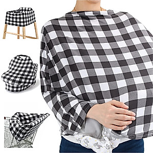 The Peanutshell 6 in 1 Multi Use Nursing Cover | Buffalo Check | Cover for Nursing, Car Seat, High Chair, Shopping Cart, Blanket, Breastfeeding Scarf…