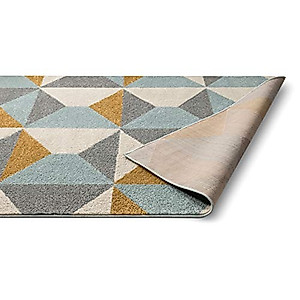 Yara Scandanavian Abstract Geometric Blue & Mustard Yellow Area Rug 5x7 (5'3" x 7'3")