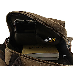 JIAO MIAO Canvas Shoulder Backpack Travel Rucksack Sling Bag Cross Body Messenger Bag,180308-Coffee