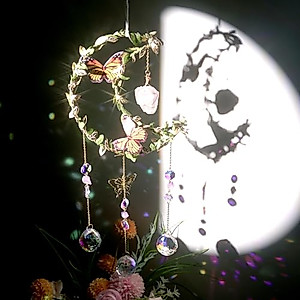 Suncatcher - Amethyst Moon Crystal Sun Catcher Window Hanging, Good Luck Charms Gifts for Women Chrismas Thanksgiving Birthday Crystal