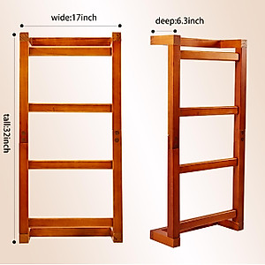 pamctry Wall Blanket Holder, 4-Tier Towel Rack, Quilt Rack & Blanket Wall Rack,Blanket Ladder, Decorative Blanket, Quilt Towel, Scarf Ladder Shelves for Rustic Home Decor