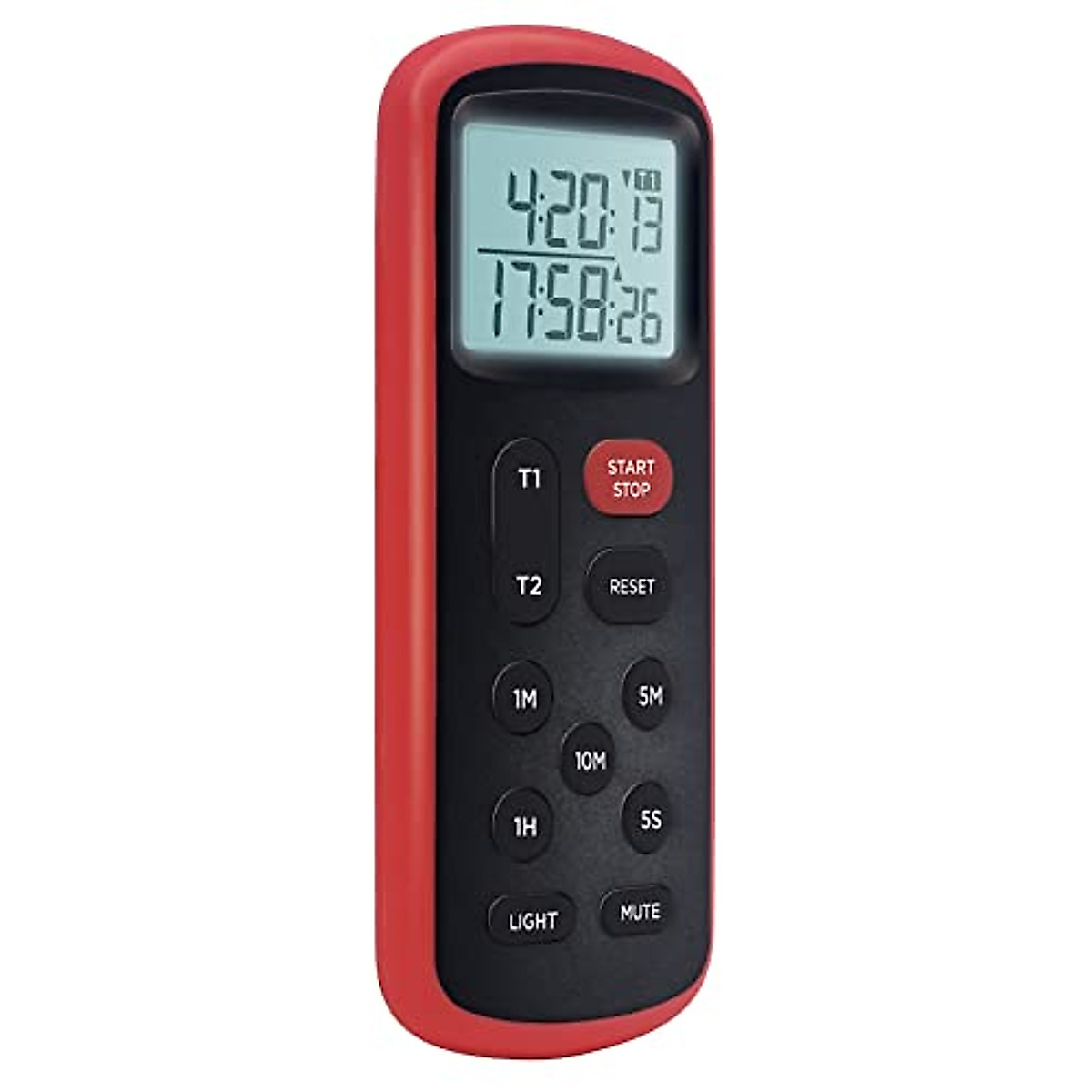 Lavatools KT8 Digital Kitchen Dual Timer & Stopwatch, Backlight, Ultra Loud Alarm, Mute Function, Quick-Set Buttons, Hang Hole, Magnetic for Cooking and Classroom with Lanyard