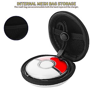 HYPERCASE Carrying Case for Pokémon GO Plus + 2023 , with PC Protective Cover for Pokemon GO Plus, One Carry Case Hand Strap and Clear Hard Shell Wrist Strap（Red and white）