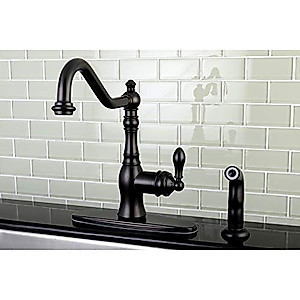 Kingston Brass GSY7705ACLSP American Classic Kitchen Faucet with Sprayer and Deck Plate, 9-7/16", Oil Rubbed Bronze , Oil-Rubbed Bronze