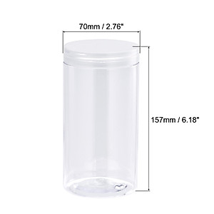 uxcell Round Plastic Jars with Transparent Screw Top Lid, 17oz/ 500ml Wide-mouth Clear Empty Containers for Storage, Organizing, 9Pcs