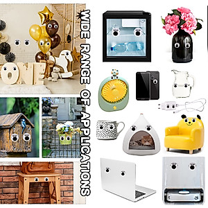 TOAOB 210pcs Black Wiggle Googly Eyes Self Adhesive with Eyelashes Round 10mm Plastic Sticker Eyes for DIY Crafts Scrapbooking Decoration