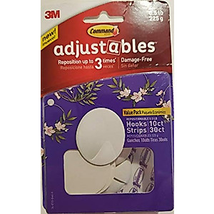 Command 17850Q-10ES Adjustables Repositionable Hook, Quartz
