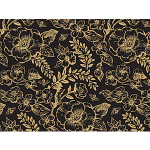 Black and Tan Floral Tissue Paper for Gift Bags, Boxes and Crafts Gift Bags 24 Printed Sheets 20 Inches X 30 Inches (TIMELESS FLORAL)