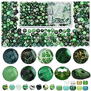 Glass Beads Jewelry Making Kit, Fresh Green Color-900pcs Include 8mm Assorted Beads, 4mm Bicone Crystal Beads, 2-4mm Spacer Seed Beads for Diy Bracelet , Earring Necklace Pendants Making Supplies