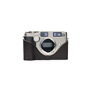 Contax G2 Case, BolinUS Handmade Genuine Real Leather Half Camera Case Bag Cover for Contax G2 Camera with Hand Strap (Coffee)