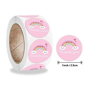 Bamsod 1'' Rainbow Thank You Stickers Roll of 1000 Pcs | 2 Rolls, Unique Design Patterns for Personal & Business Use | Small Business Supplies for Packaging Bags, Envelopes, Gifts