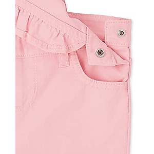 The Children's Place Baby Toddler Girls Ruffle Overalls 2-Piece Set, Simplywht, 5T