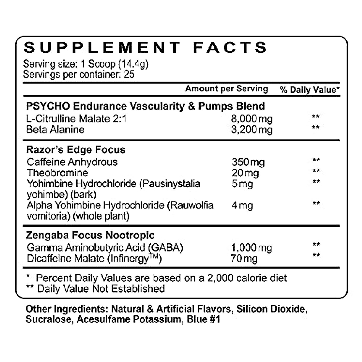 Psycho Pharma New Perfect Powders with Zengaba Energy Feel Good Focus #1 Strongest PWO Edge of Insanity - Most Intense Workout Powder, Focus & 8G Citrulline Pumps - 360 Gram (Jungle Juice)