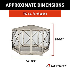 Lippert Picnic Popup Gazebo Tent for Camping, Patios and Easy Outdoor Shelter - 12' x 12', Brown
