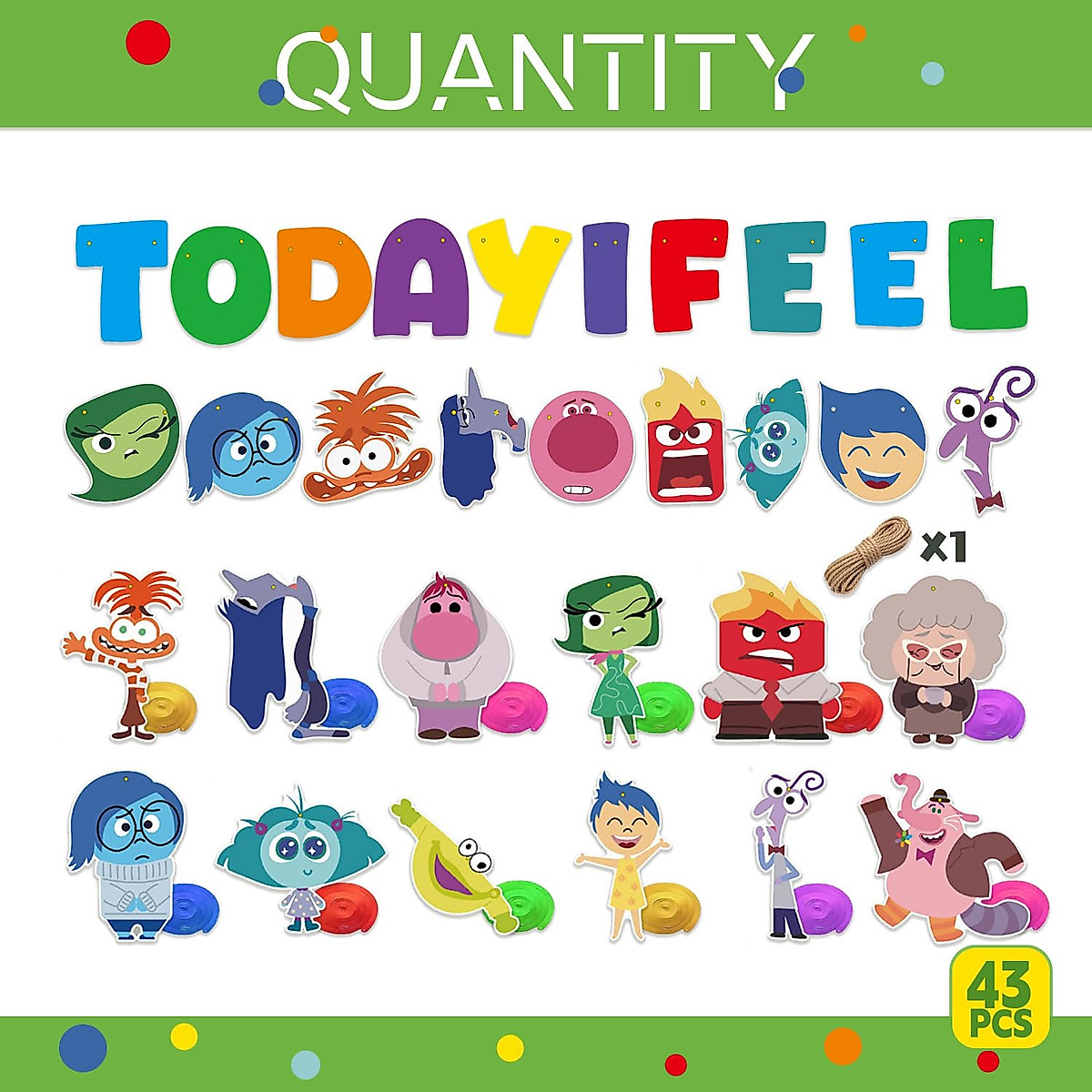 43PCS Inside Banner and Hanging Swirls, Ceiling Streamers for Today I Feel Party Decorations, Baby Shower Supplies Classroom Decor.