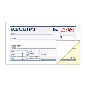 Adams Money and Rent Receipt, 2-3/4 x 5-3/8 Inches, 2-Parts, Carbonless, White/Canary, 50 Sets per Book, 3 Books (DC2501-3)