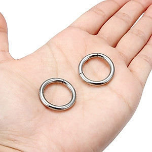 8G Earrings Hinged Segment Clicker PA Rings PA Rings Captive Bead Rings Septum Nose Rings Dangle Spring Action CBR Surgical Steel Monster Screwball Rings Body Piercing Rings for Women Men Silver