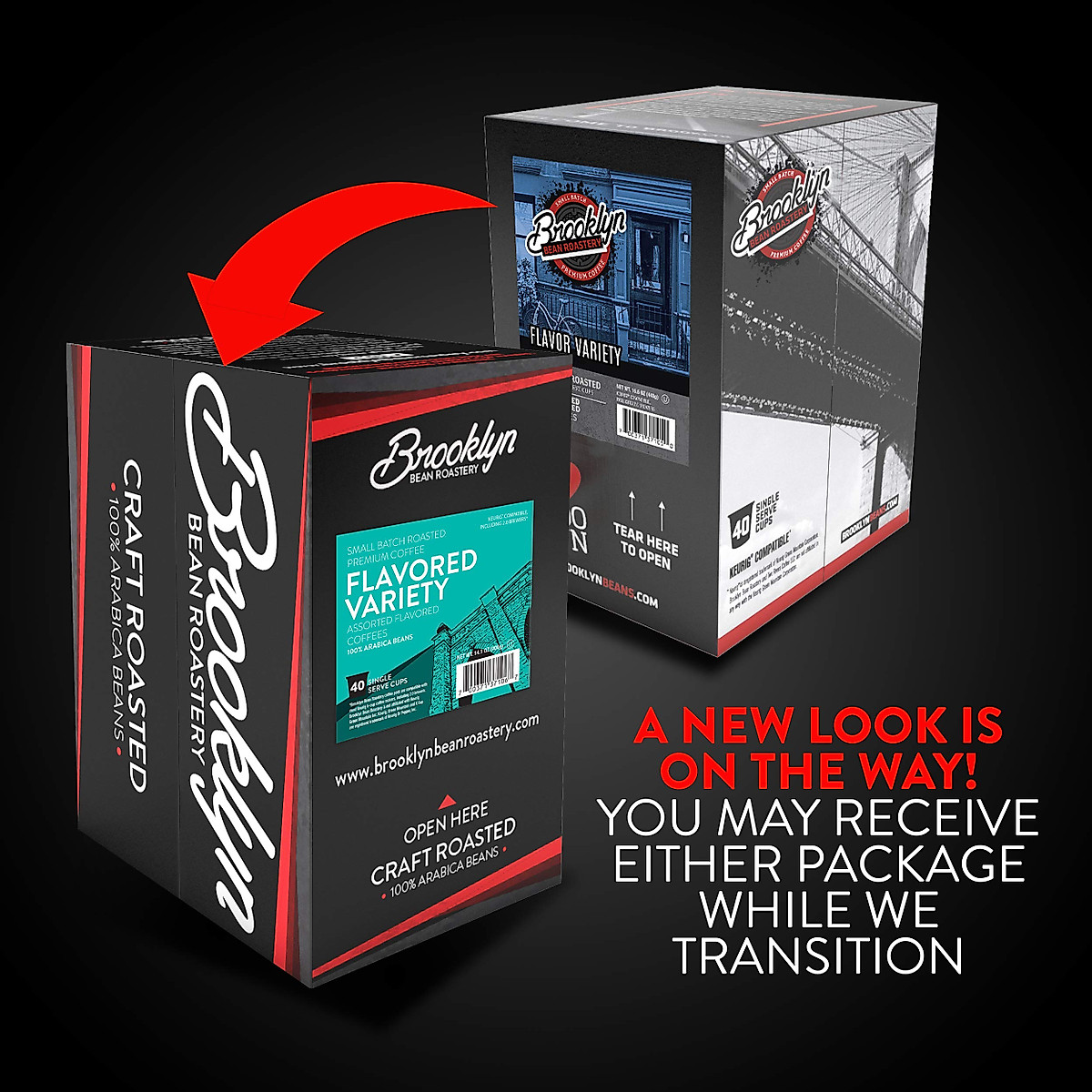 Brooklyn Beans Coffee Pods Flavored Gourmet Variety Pack, Compatible with 2.0 Keurig K Cup Brewers, 40 Count