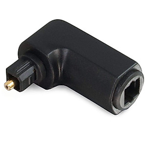 C2G 90º Optical Audio Cable Adapter - Right Angle Adapter Rotates 360º For Connecting Toslink Optical Cables In Tight Spaces - Gold Plated Plugs With Strong Outer Shell For Durability - 40016, Black, 2 x 3 x 1 inches