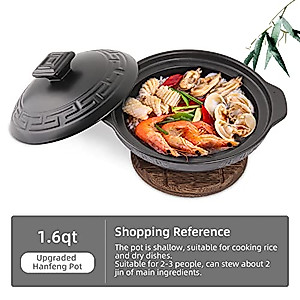 Clay Pot For Cooking, Korean Stone Pot With Lid,Ceramic Casserole Hot Pot Bibimbap And Soup,Clay Pot Serves 2-3 People
