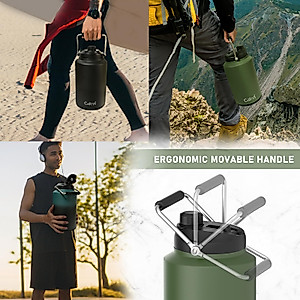 Cafezi 1 Gallon Water Jug Insulated, 2-in-1 Lid, Flip Straw and Spout, Vacuum Insulated Stainless Steel Gallon Water Bottle for Cold & Hot Drinks, Leak Proof, Great for Workouts, Yoga, Fishing, Hiking