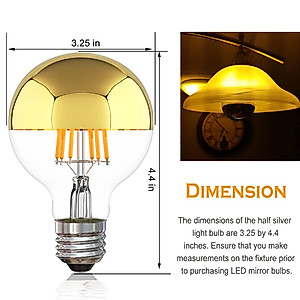 ARGANOL Half Gold Light Bulb 6W (60 Watt Equivalent), Dimmable Gold Tipped Light Bulb, G25/ G80 Globe Shape 2700K Warm White Decorative LED Edison Bulb, E26 Base Pack of 4