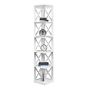 Convenience Concepts Oxford 5 Tier Corner Bookcase, White