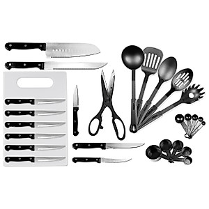 Imperial Home 29 Pc Kitchen Knife Set with Holder, Cutlery Set, Home Essentials, Kitchen Knives, Cooking Knives with Block, Stainless Steel, Chef Knife for Cutting, Slicing, Cooking, Chopping, etc.