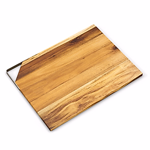 American Atelier’s Acacia Wood Cutting Board with Metal Accent | Large Chopping Board | Serving Tray for Cheese, Meats, Charcuterie Boards | 15.82” x 11.88”