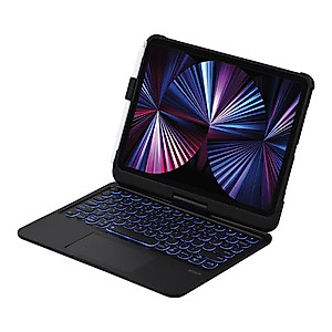 INI iPad Keyboard Case for iPad Air (5th & 4th Gen 2020, 10.9" 2022), iPad Pro 11" (3th & 2nd Gen) with Trackpad - 7 Color Backlit - 360° Rotatable Keyboards with Touchpad - Black