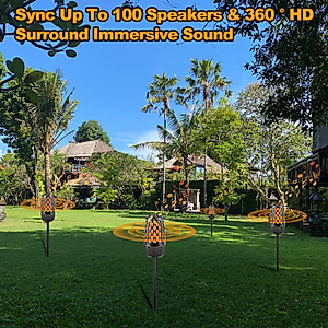 Outdoor Bluetooth Speakers, Outdoor Speakers Bluetooth Waterproof Patio, Outdoor Speaker with lights Multi-Sync up to 100 Speakers 10 Watt Enhanced Bass 360° HD Stereo Sound Blueooth Speakers