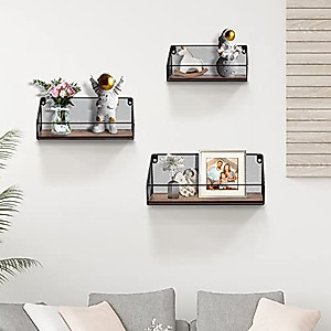 Hoikwo 3 Pack Mesh Wall Floating Shelves, for Bathroom Laundry Room Bedroom Living Room Kitchen and Office