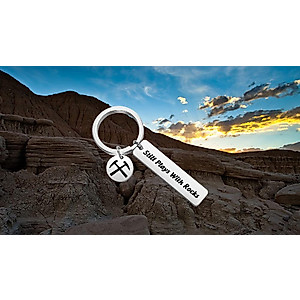 HOLLP Geology Jewelry Retirement Gift Still Plays with Rocks Keychain for Geologist (Still Plays With Rocks)