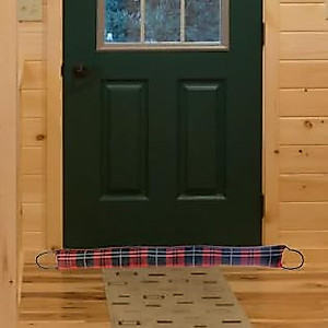 Roe & Moe Plaid Print Draft Stopper, Door Bottom Hot/Cold Air Blocker Noise Reducer Insulation Sound Proof Weather Strip Seal, 38 x 4 inches, with 2 Loops - Ideal for 36 inch Door