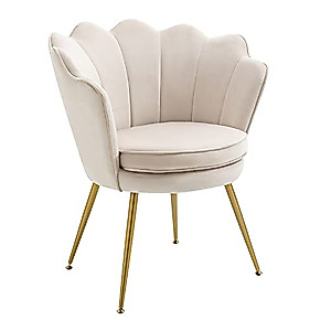 WQSLHX White Velvet Accent Chair Set of 2 for Living Room, Armchair Modern Accent Chair Vanity Chair for Bedroom, Comfy Arm Chair with Lumbar Pillow and Golden Metal Legs