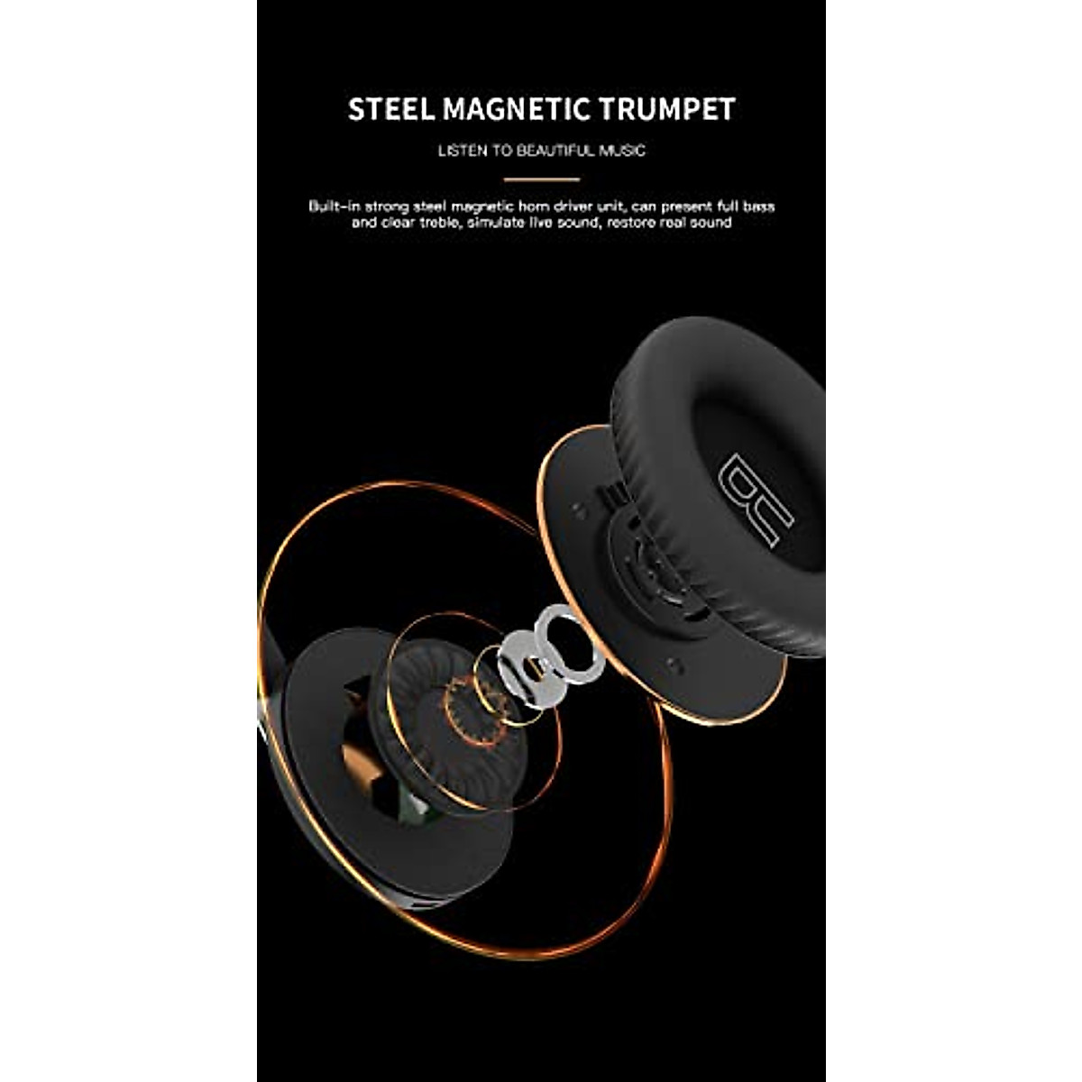 Portable Wireless Headphones - Foldable Lightweight Over-Ear Headphones, Ergonomically Designed Bluetooth Headphones, Soft and Comfortable for Office, School, Travel, Sports