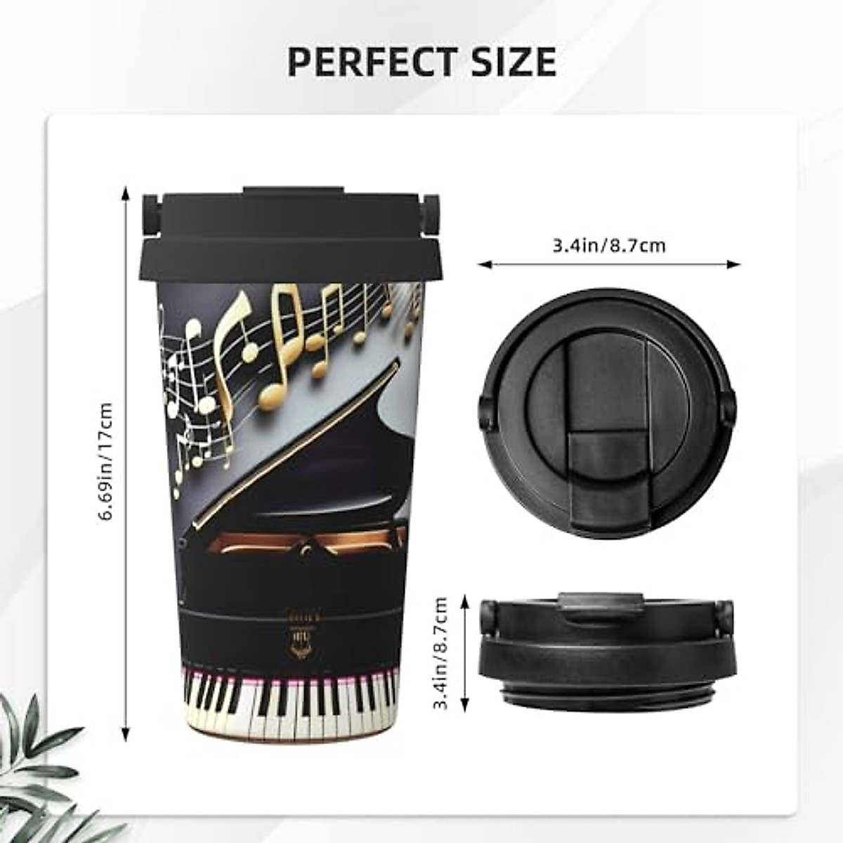 WANGZHAO Music Note Pianos Print Double Wall Stainless Steel Vacuum Insulated Tumbler Cup Home Thermal Cup