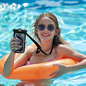 JOTO IPX8 Waterproof Phone Pouch Case, Underwater Dry Bag for Phone Protector for iPhone 15 14 13 12 11 Pro Max, Galaxy S24 S23 S22 Ultra Pixel to 7" Cruise Vacation Essential -2 Pack, Black