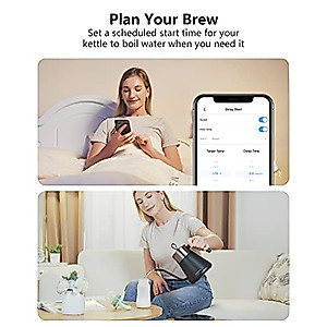 CROWNFUL Smart Electric Gooseneck Kettle with 4 Variable Presets, ±1℉ Temperature Control, 0.8L Capacity, 1200W Quick Heating, 100% Stainless Steel, Pour Over Coffee Kettle, Alexa Control
