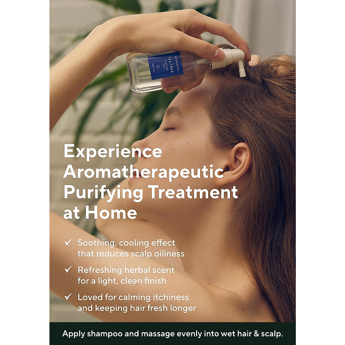 AROMATICA Tea Tree Purifying Hair Set - Gift Set with Vegan Shampoo, Tonic Spray and Essential Oil for Itchy, Greasy Hair