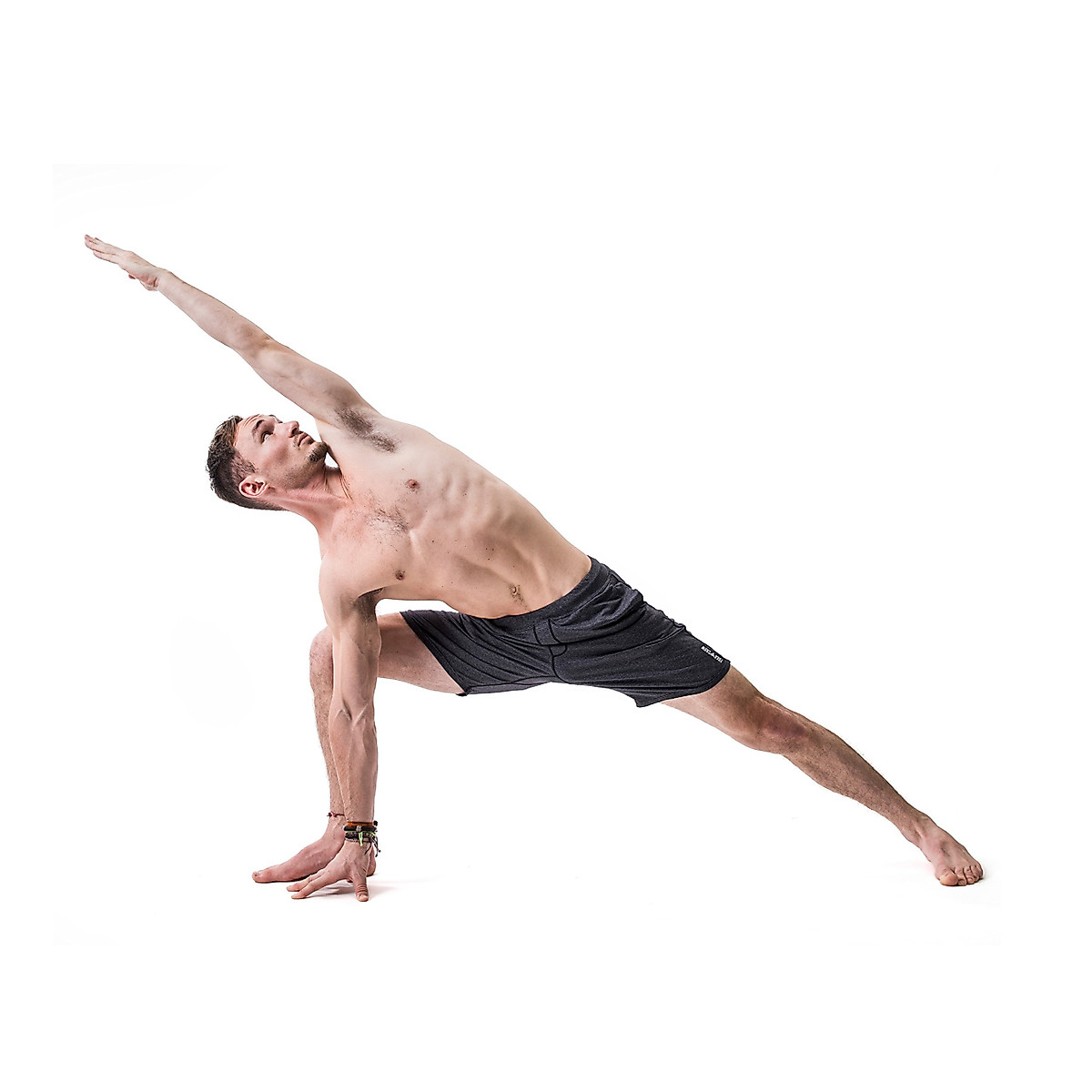 YOGA CROW Men's Swerve Yoga Training Shorts w/Non-Restrictive Inner Liner - 7" Inseam, Workout, Gym, Running, Training - Heather Grey/MD